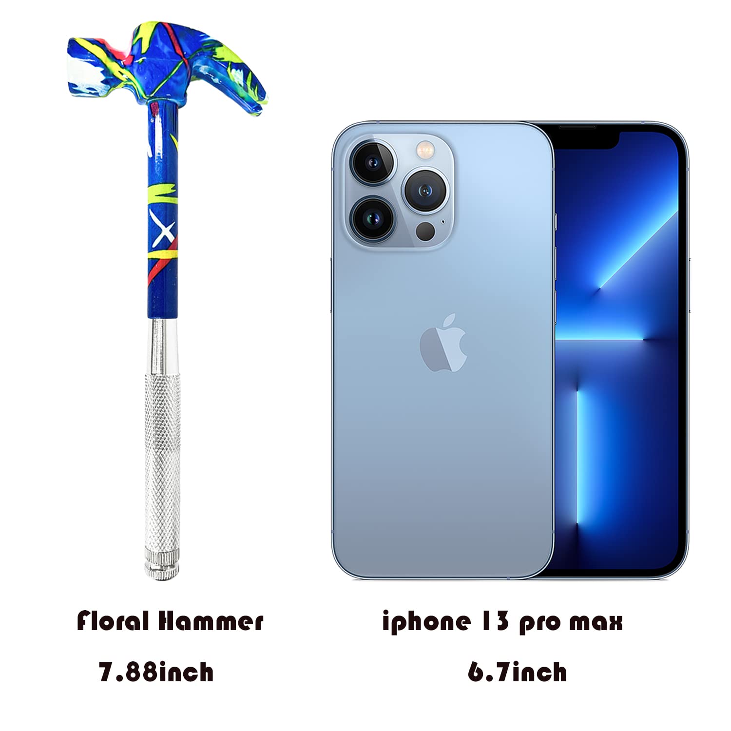 Floral Hammer with Screwdriver 6 in 1 Multifunctional Tool Set with Slotted/Flat Head Phillips Screwdriver & Nut Drivers Garden Tool Nail Puller Hammer Gift for Halloween Thanksgiving Christmas (Blue)