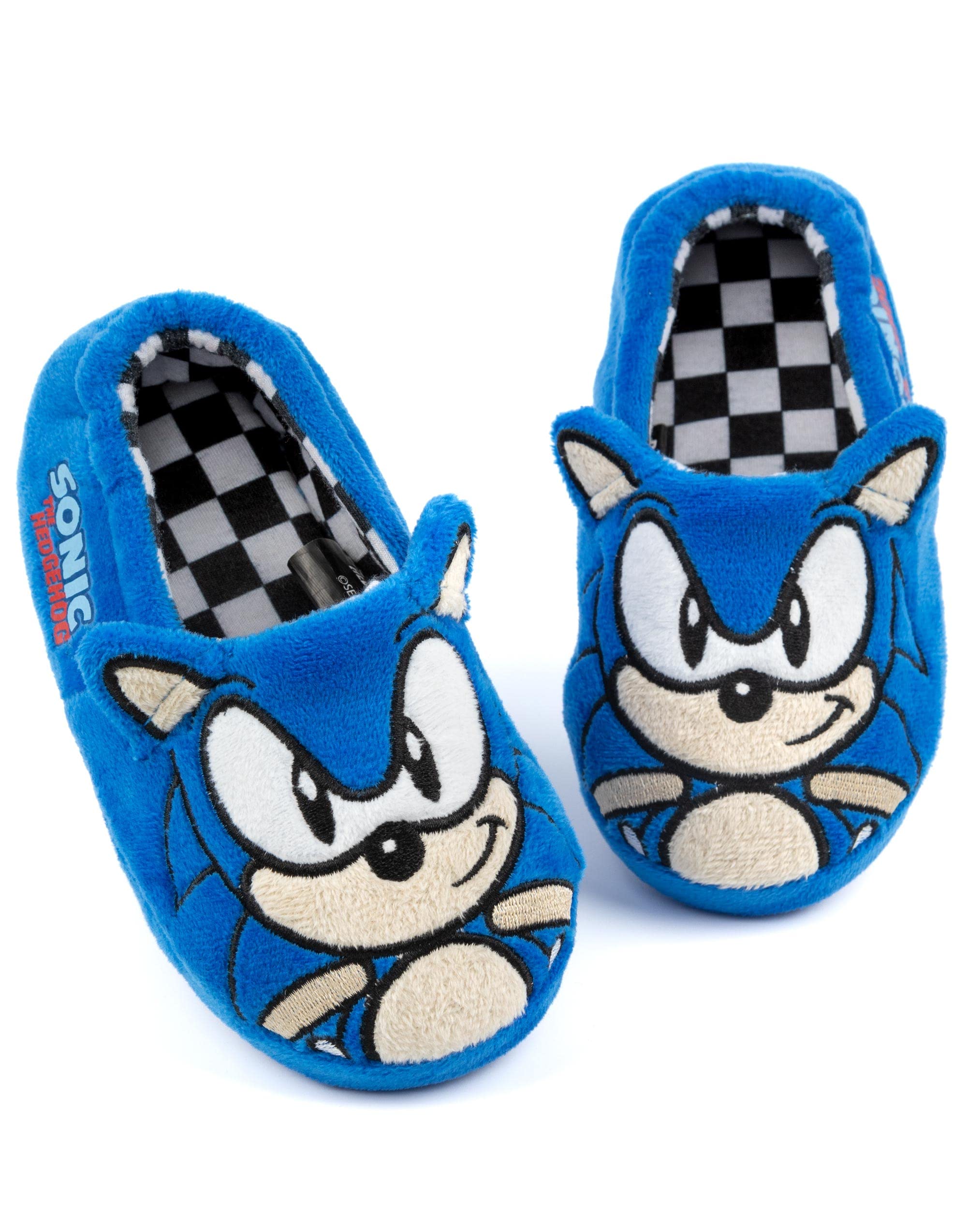 Sonic The Hedgehog Slippers Kids Plush Embroidered Face 3D Character Shoes 13.5 US Big Kid