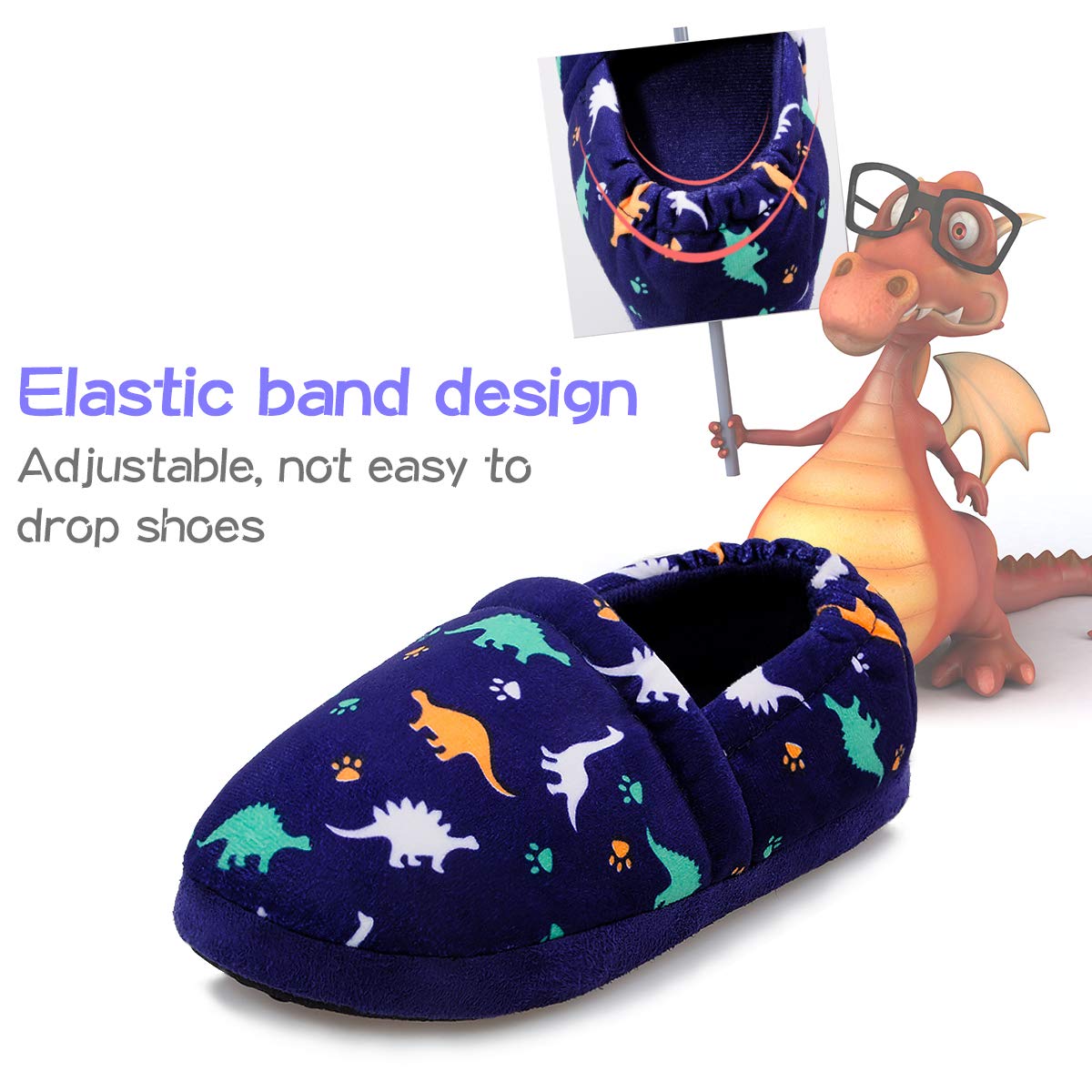 MIXIN Toddler Little Boys Kids Bedroom Non-Slip Slippers Blue Size 7 8 M