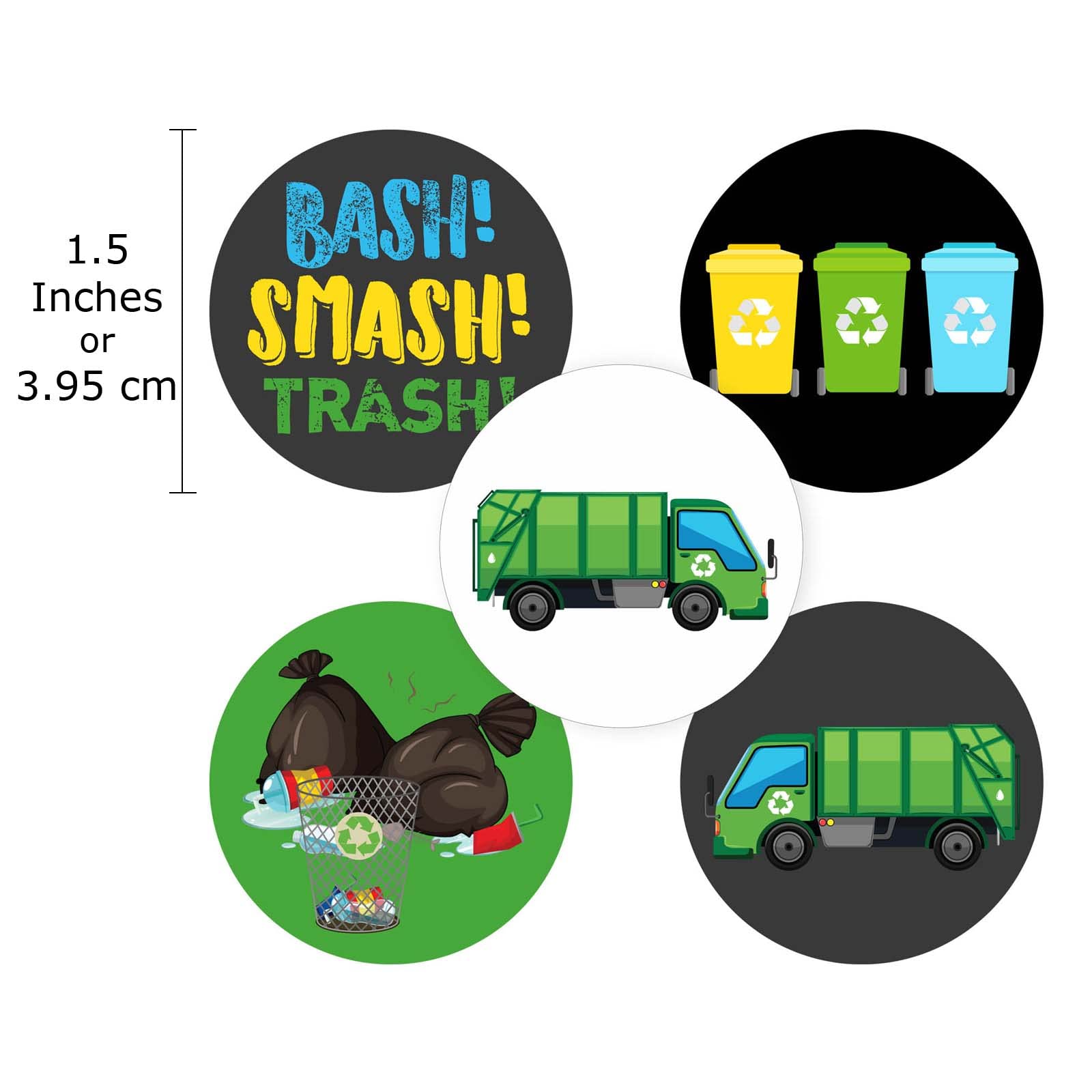 Garbage Truck Sticker Labels by Adore By Nat - Trash Bash Birthday Party Supplies - Set of 50