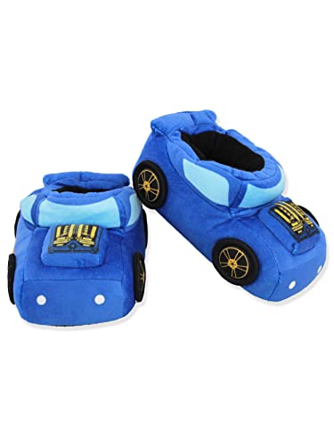 Hot Wheels Racecar Shaped 3D Novelty Toddler and Boys Plush Slippers (13-1 M US Little Kid, Blue)