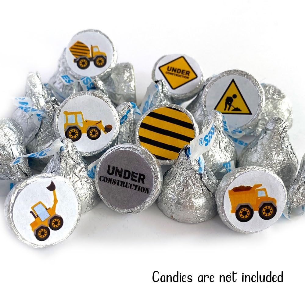 Under Construction Dump Truck Labels for Hershey's Kisses Chocolates by Adore By Nat - Candy Stickers - Set of 240