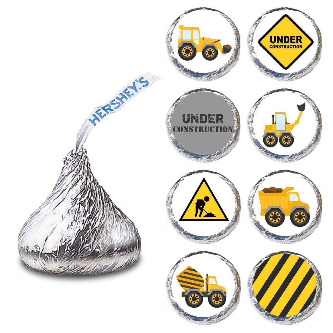 Under Construction Dump Truck Labels for Hershey's Kisses Chocolates by Adore By Nat - Candy Stickers - Set of 240
