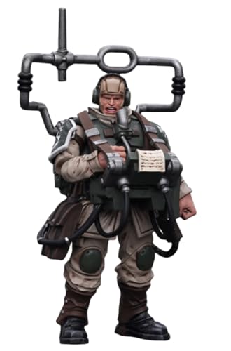 HiPlay JoyToy Warhammer 40K Collectible Figure: Astra Militarum Cadian Command Squad Veteran with Master Vox 1:18 Scale Action Figures JT7912 (Veteran with Master Vox)