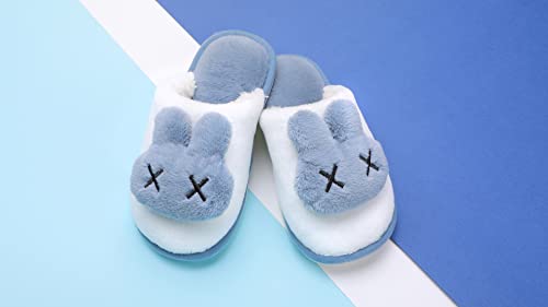 KUBUA Girls Boys Winter Warm Indoor Bedroom Shoes Kids Slippers Blue Size 2-2.5 Big Kid