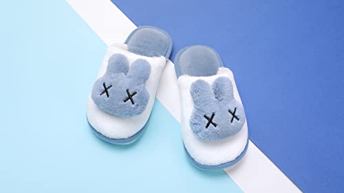 KUBUA Girls Boys Winter Warm Indoor Bedroom Shoes Kids Slippers Blue Size 2-2.5 Big Kid