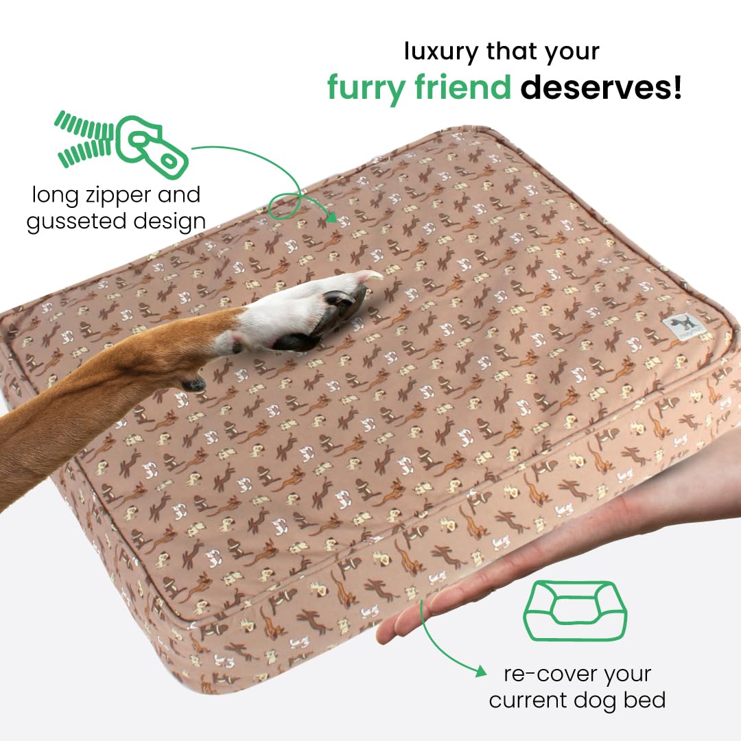 Molly Mutt Huge Dog Bed Cover - Daysleeper Print - Measures 36”x45”x5’’ - 100% Cotton - Durable - Breathable - Sustainable - Machine Washable Dog Bed Cover