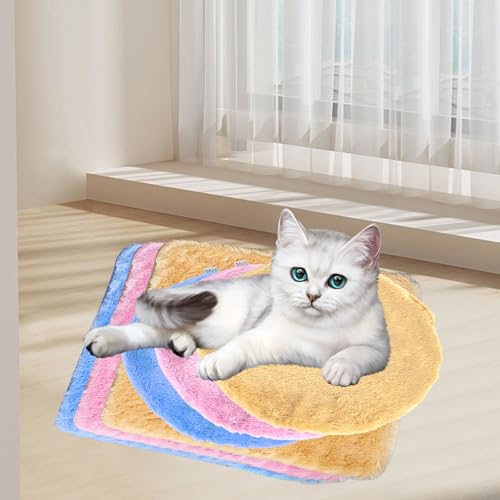 Cat Cushion Bed Plush,Self Heating Pet Blanket Pad Pets Puppy Kitten Small Dog Super Soft Warm Washable Foldable Sleeping Bag House Pads Thermal Mat Blanket for pet (Square
