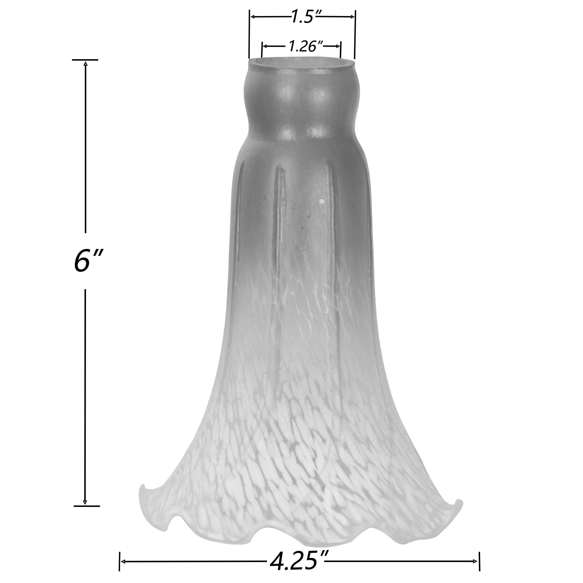 Bieye LS03 Lily Flower Blown Glass Lampshade (White Purple, Opening I.D. 1.26" x O.D. 1.5")