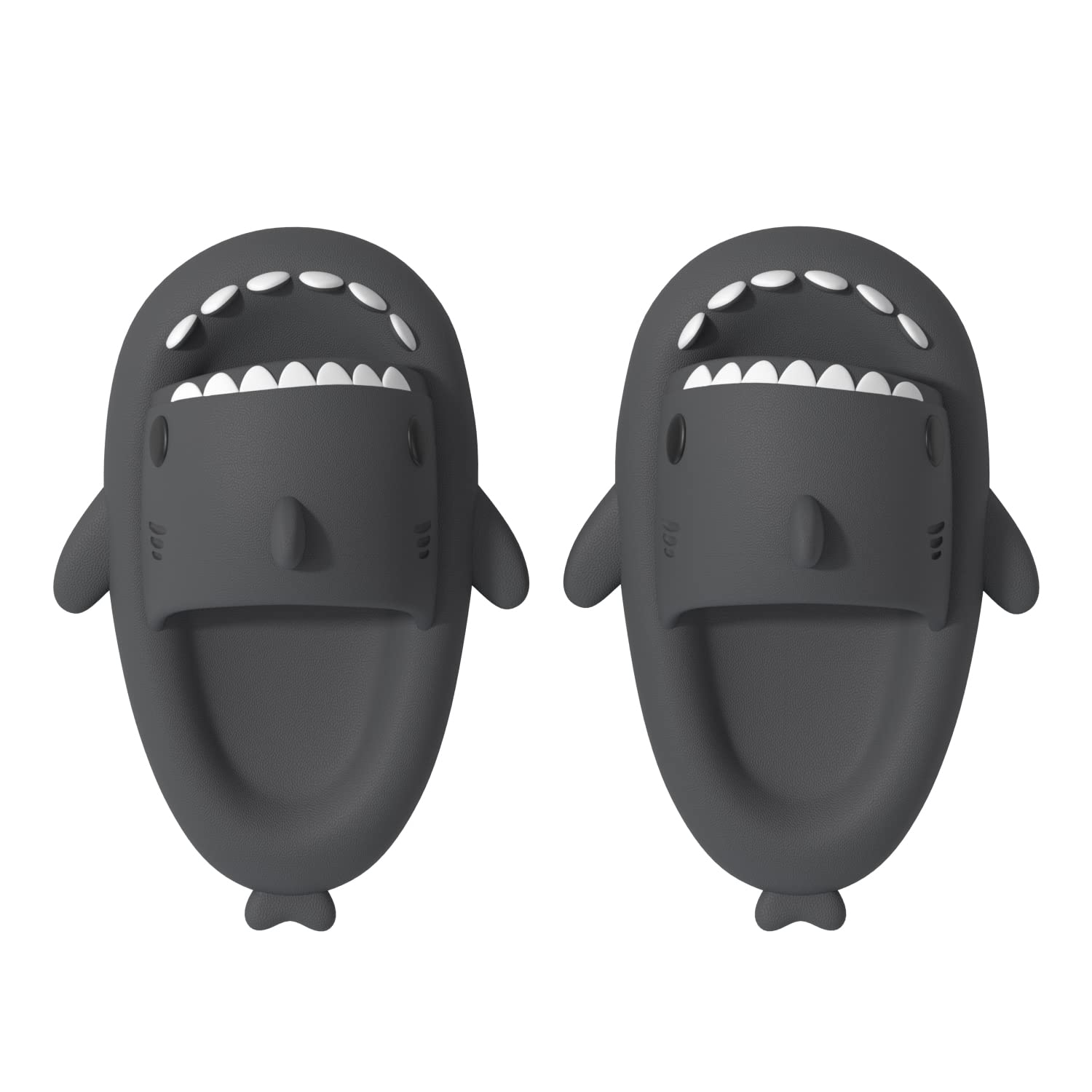 ChayChax Boys Girl Cloud Shark Slides Non-Slip Novelty Open Toe Sandals Extremely Comfy Cushioned Thick Sole Cute Cartoon Shower Slippers Indoor & Outdoor，Dark Grey，6.5-7.5Big Kid
