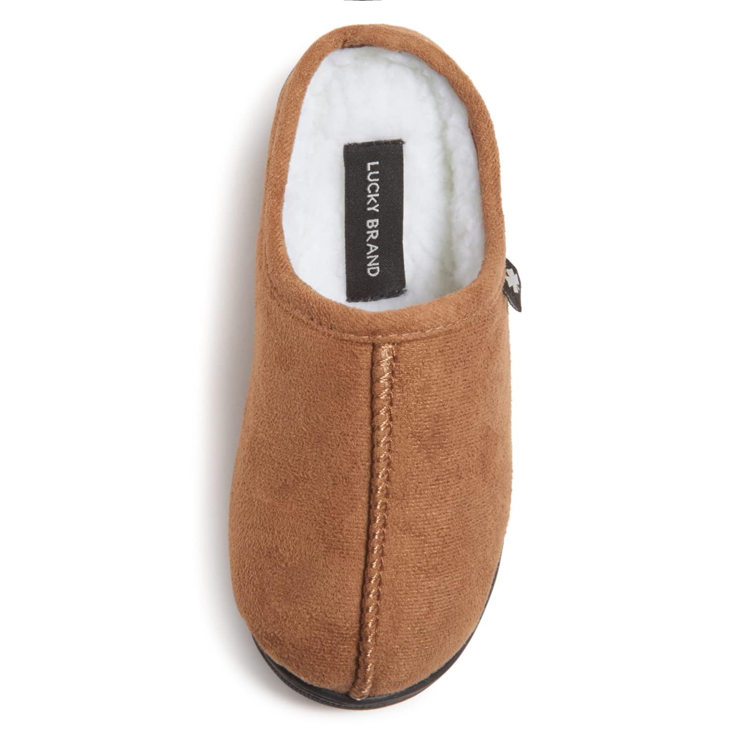 Lucky Brand Boys Memory Foam Microsuede Sherpa Clog Slippers, Fuzzy Non Slip Indoor Outdoor House Shoes, Kids Bedroom Clogs, Tan, Size 11-12