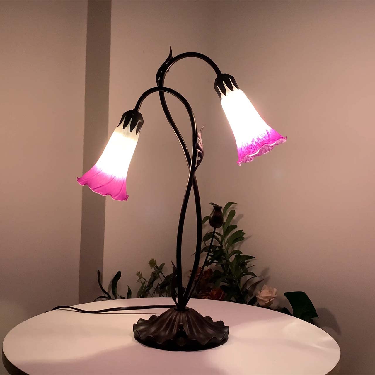 Bieye LS03 Lily Flower Blown Glass Lampshade (White Purple, Opening I.D. 1.26" x O.D. 1.5")