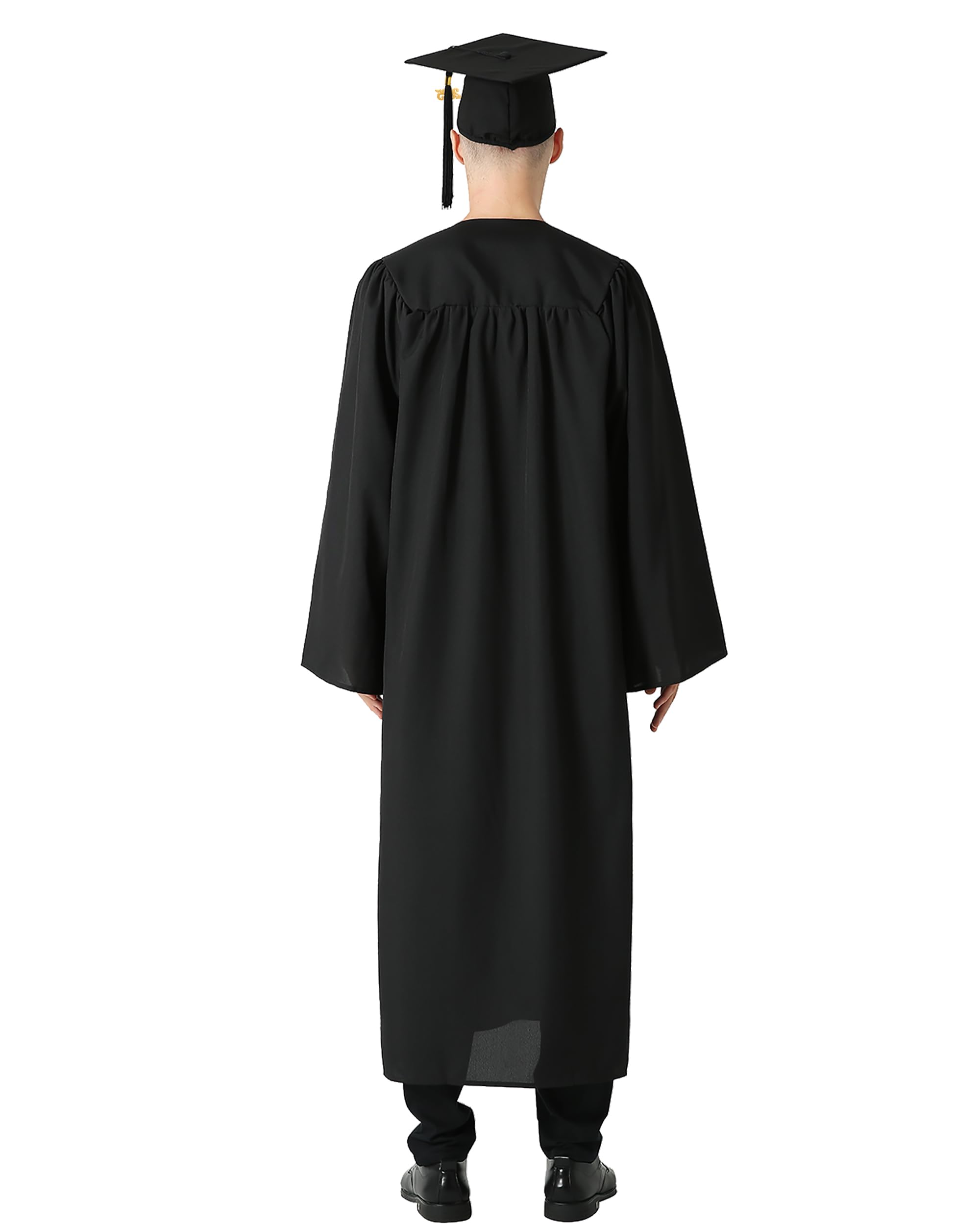 GraduationMall Matte Graduation Gown Cap Tassel Set 2025 for High School and Bachelor Black 51(5'6"-5'8")