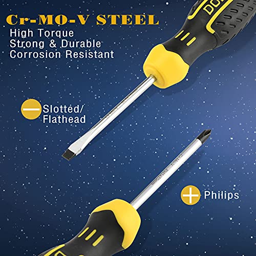 DOWELL Magnetic Screwdriver Set 16-Piece Slotted/Flat Phillips Precision Screwdriver Non-Slip Cushion Grip Magnetizer Repair Tool Kit for Repair Home Improvement Craft (16PC) HY090103