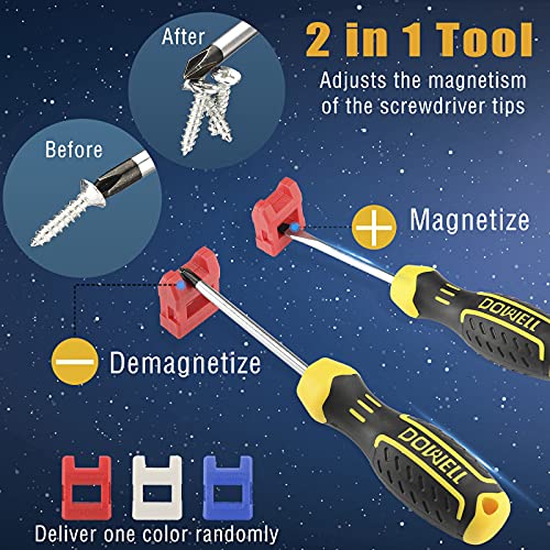 DOWELL Magnetic Screwdriver Set 16-Piece Slotted/Flat Phillips Precision Screwdriver Non-Slip Cushion Grip Magnetizer Repair Tool Kit for Repair Home Improvement Craft (16PC) HY090103