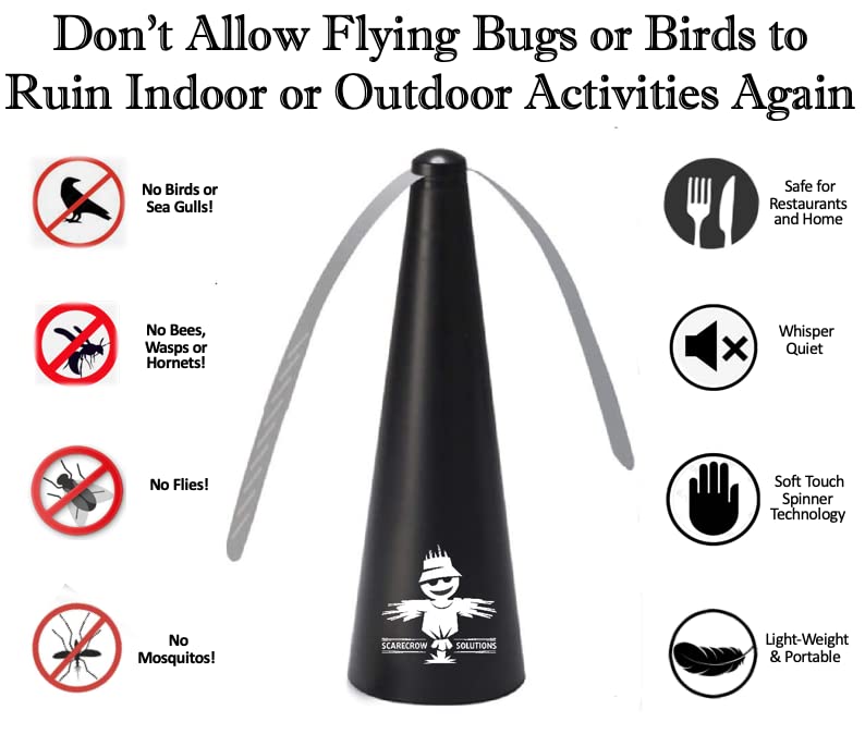 Portable Scarecrow - Flying Pest Repellant Fan (Black) * 1 Scarecrow Per Order *