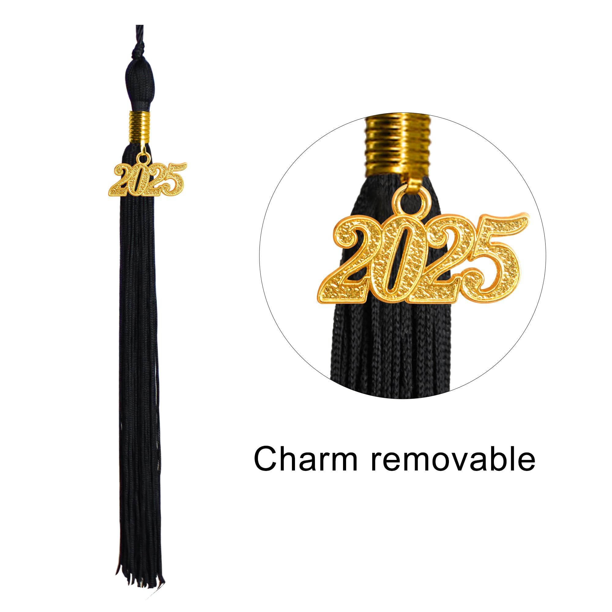 GraduationMall Matte Graduation Gown Cap Tassel Set 2025 for High School and Bachelor Black 51(5'6"-5'8")