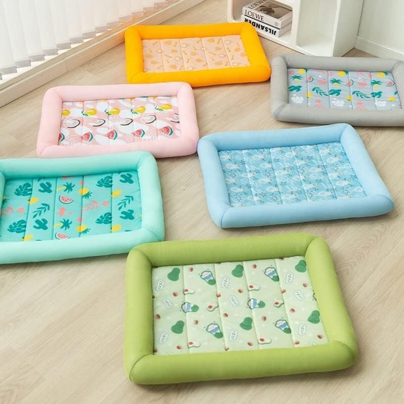 BUNGAA Dog Bed,Cool mat,Dog mat, Summer Cooling Pet Dog Mat Ice Pad Dog Sleeping Square Mats for Dogs Cats Pet Kennel Cool Cold Silk Dog Bed (Color : Square Snowman, Size : L)