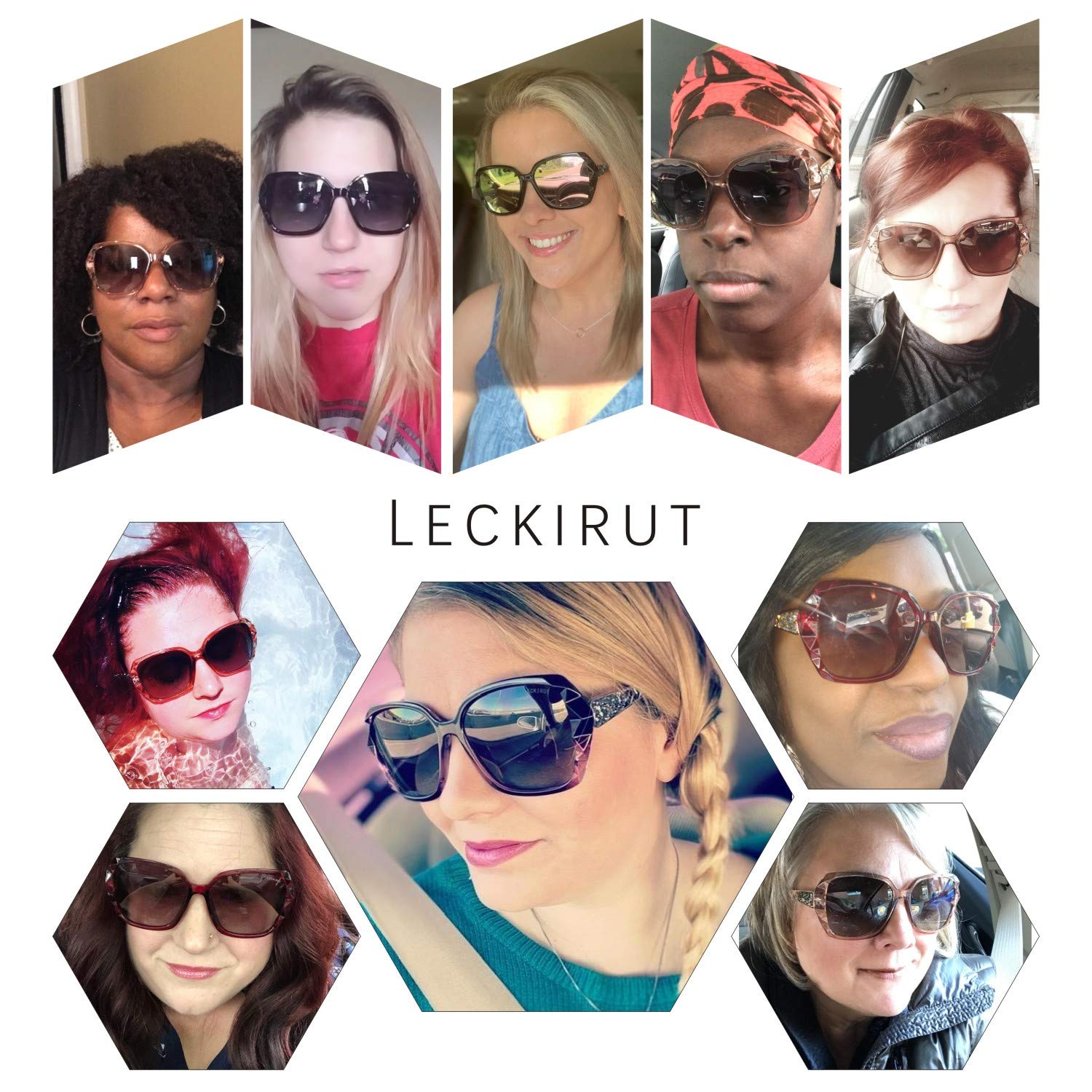 LECKIRUT Oversized Sunglasses for Women Polarized UV Protection Classic Fashion Ladies Shades Leopard