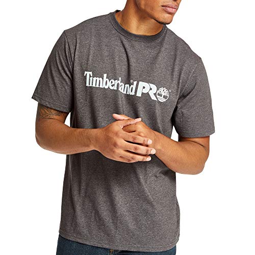 Timberland PRO Men's Base Plate Short Sleeve T-Shirt with Chest Logo, Dark Charcoal Heather, XXL