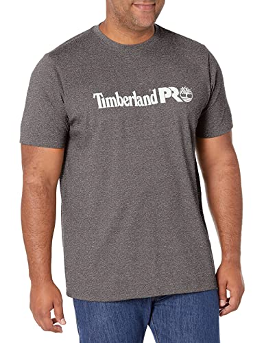 Timberland PRO Men's Base Plate Short Sleeve T-Shirt with Chest Logo, Dark Charcoal Heather, XXL