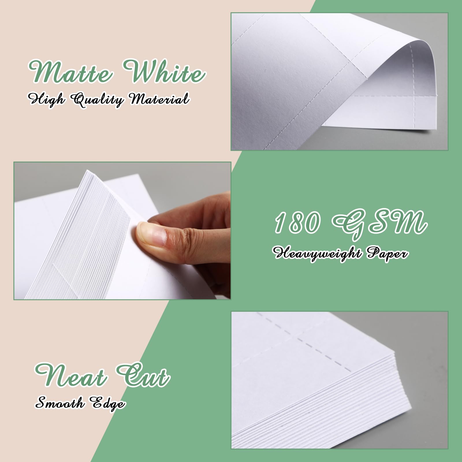 Outus 400 Sheets Printable Business Card Paper 4000 Pieces Blank Business Cards Perforated Double Sided Printing Business Card Stock for Laser Inkjet Printer, 3.5" x 2" (White)