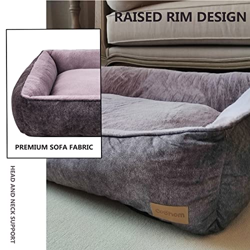 Coohom Rectangle Washable Bed, Durable, Warming Comfortable Square Pet Crate Bed Simple Design Style, for Medium Large Dogs (25 INCH, Black)