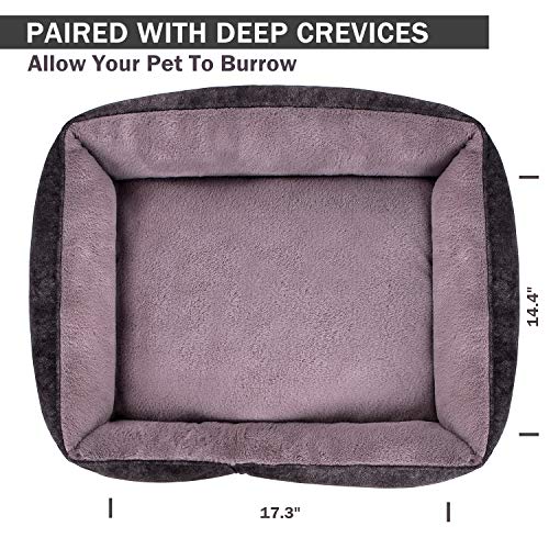 Coohom Rectangle Washable Bed, Durable, Warming Comfortable Square Pet Crate Bed Simple Design Style, for Medium Large Dogs (25 INCH, Black)