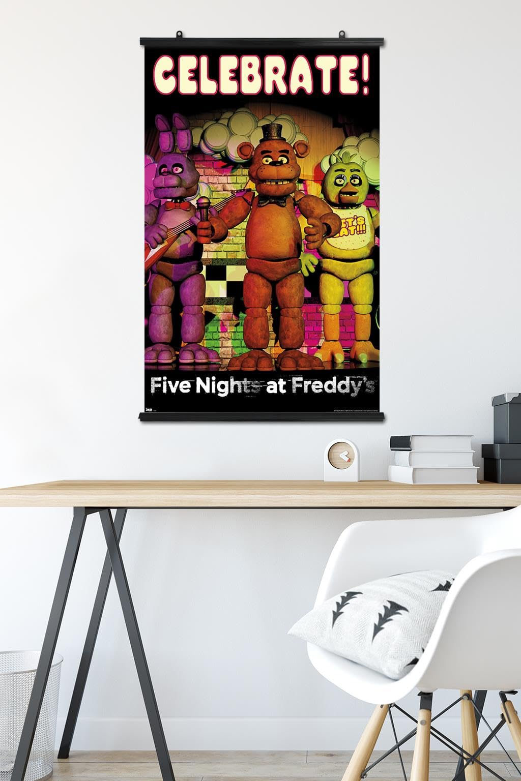 Five Nights at Freddy's - Celebrate Wall Poster, 22.37" x 34.00", Poster & Mount Bundle
