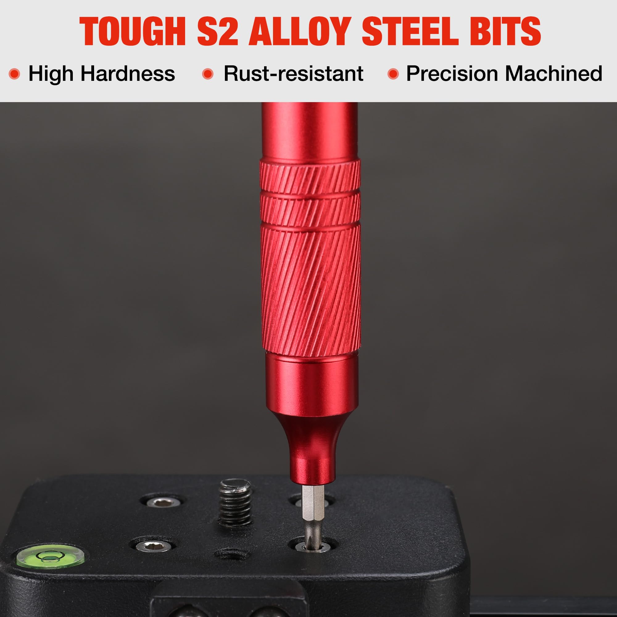 WORKPRO 24-in-1 Precision Screwdriver Sets, Pen Style Manual Screwdriver, 24 pcs Tough S2 Steel Small Screwdriver Bits, Ideal for Eyeglass, Watch, Laptop, Phone, Jewelry and Electronic, Red