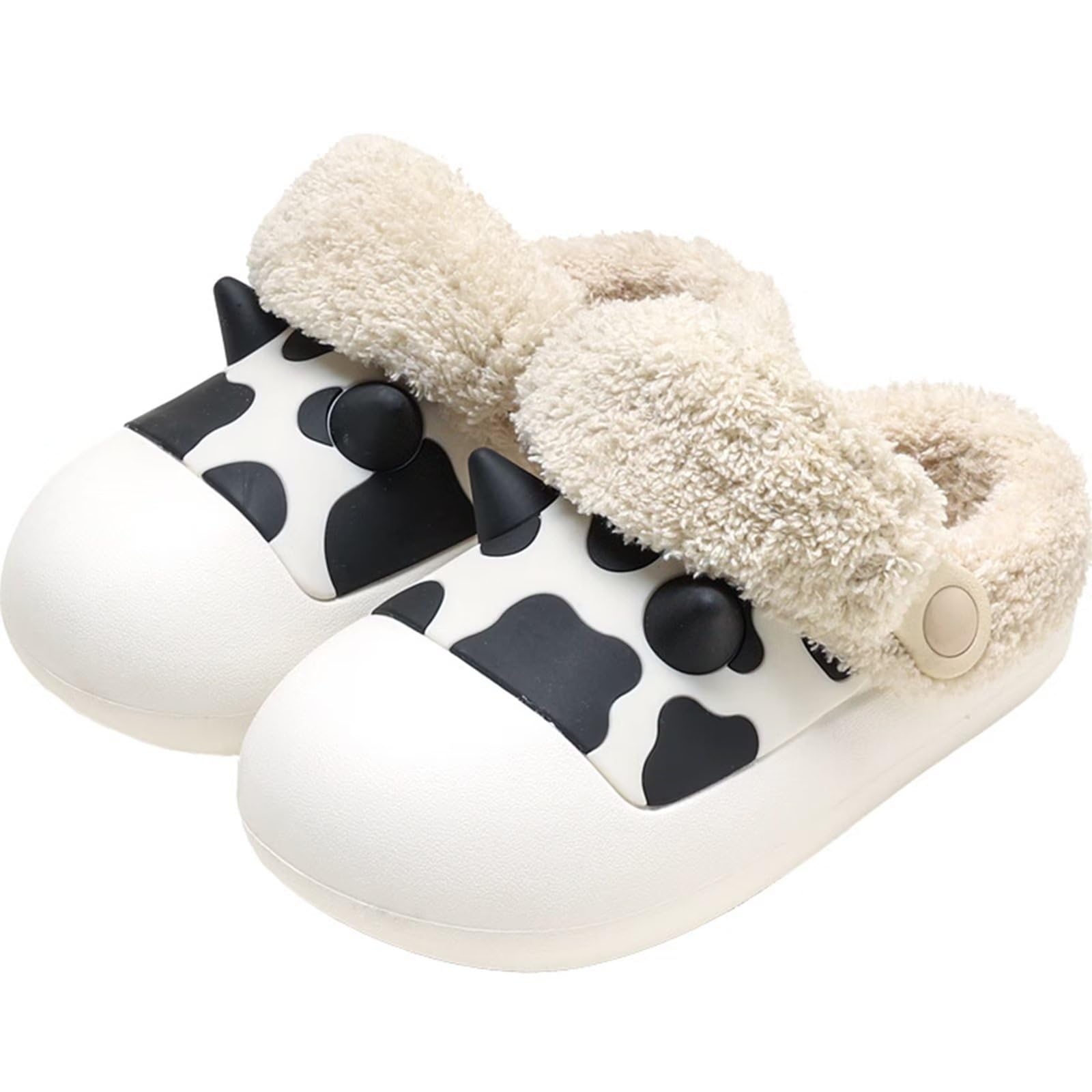 Yooname Cute Cartoon Cow Animals Boot Slipper With Kids,Fluffy Warm Soft Fall Winter Home Slippers For Indoor Outdoor,Christmas Gift For Girls Boys Kids