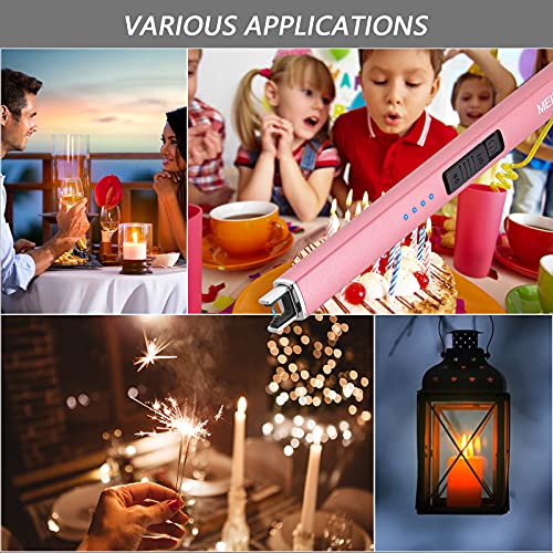 MEIRUBY Lighter Electric Lighter Candle Lighter Camping Lighter Rechargeable Lighter Lighter with Replace Case for Outdoors Family Use (Rose Gold)