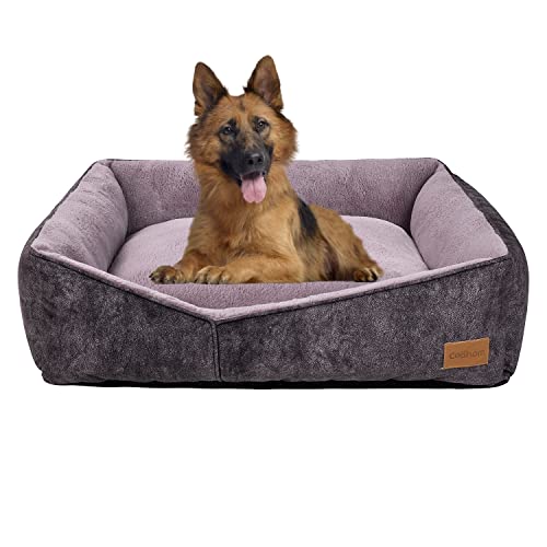 Coohom Rectangle Washable Bed, Durable, Warming Comfortable Square Pet Crate Bed Simple Design Style, for Medium Large Dogs (25 INCH, Black)