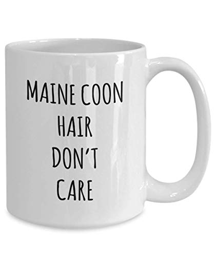 Funny Maine Coon Hair Don't Care Coffee Mug Tea Cup Mug for Cat Gag Mug for Men and Women