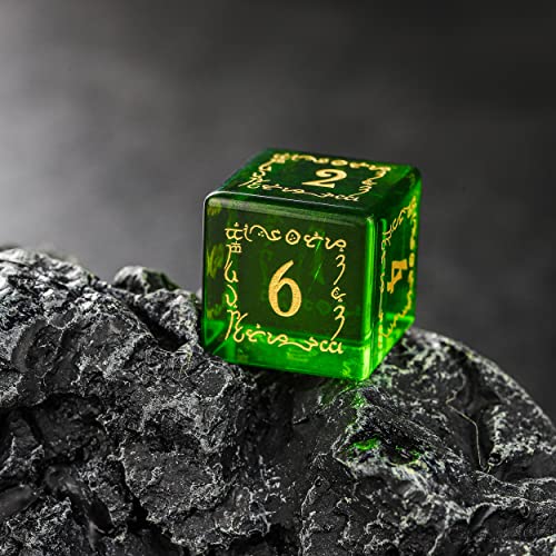 VVFOR Prism Rainbow Glass DND Dice Set Sharp Edge Polyhedral D&D dice for Role Playing Games Table Games D20 D6 D10 D12 D8 (Green Viking)