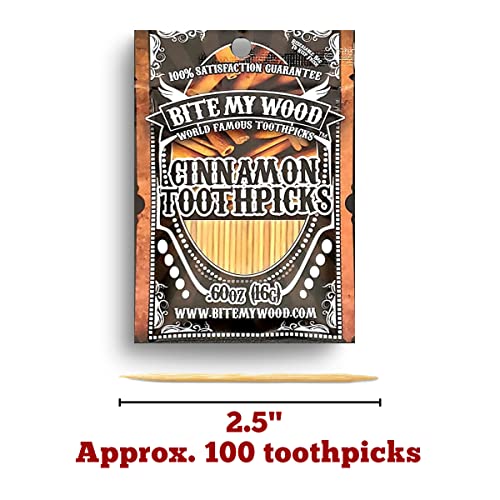 BiteMyWood Cinnamon Toothpicks For Adults Long Lasting Super Hot And Spicy Cinnamon Flavored Toothpicks Perfect For Someone Trying To Quit Smoking Lip Tingling Cinnamon Flavor (100 Picks)