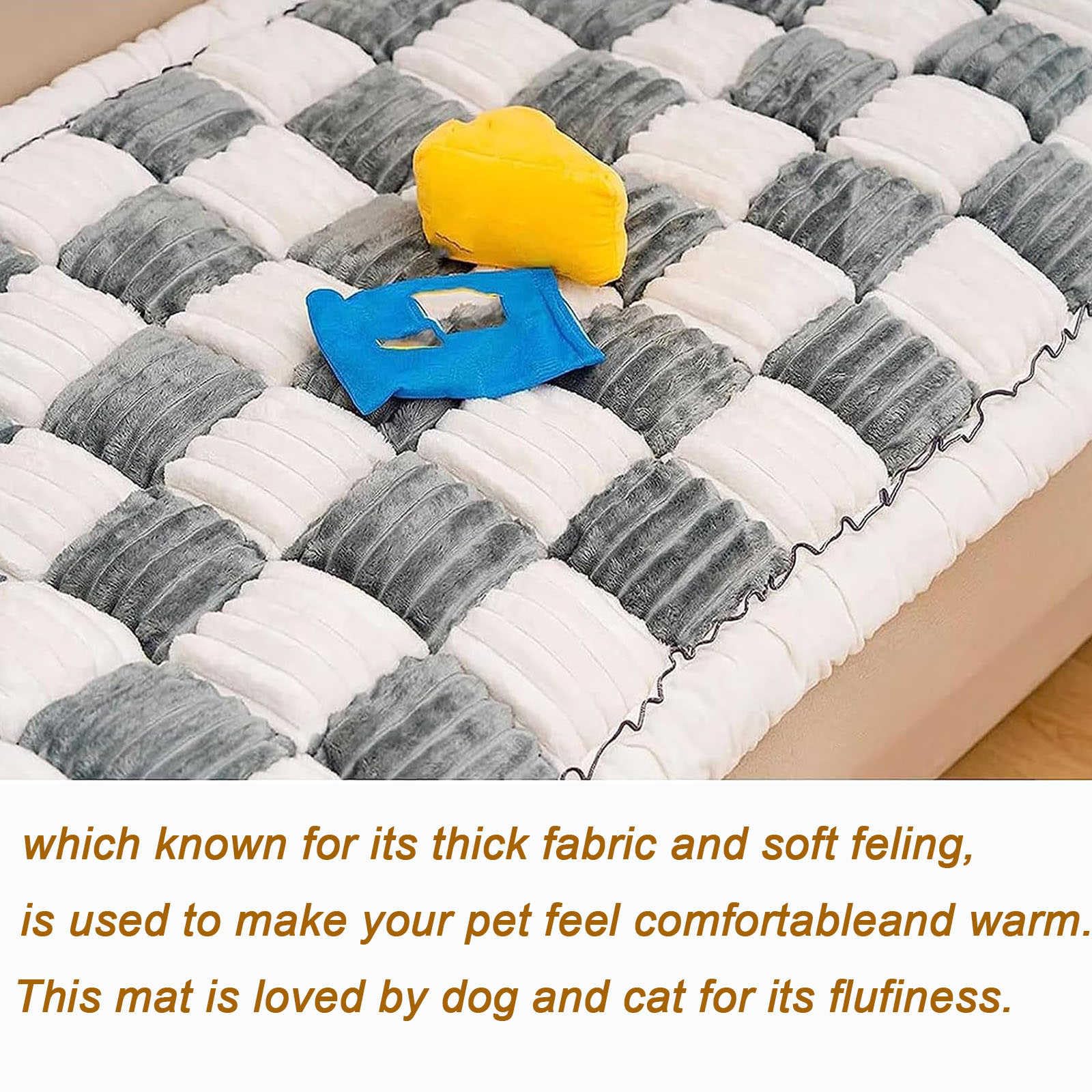 Funnyfuzzy Cream-Coloured Large Plaid Square Pet Mat Bed Couch Cover - Premium Cotton, Cozy Dog Couch Cover - Cream, Funny Fuzzy Pet Accessories