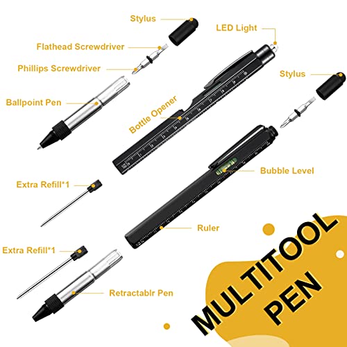 Gifts for Men, Stocking Stuffers for Men 9 in 1 Multitool Pen with Keychain, Tools Cool Gadgets Christmas Gifts for Dad, Boyfriend, Husband, Gifts for Men Who Have Everything (Dad Style)