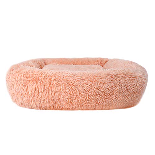 Lucky Monet Dog Beds for Small Dogs 21.7" x 17.7", Fluffy Calming Dog Cat Bed Washable Dog Beds with Sides Soft Dog Crate Bed for Sleeping (S, Pink)