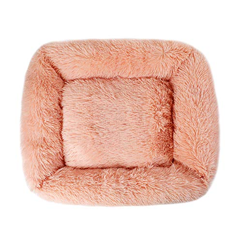 Lucky Monet Dog Beds for Small Dogs 21.7" x 17.7", Fluffy Calming Dog Cat Bed Washable Dog Beds with Sides Soft Dog Crate Bed for Sleeping (S, Pink)