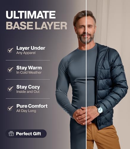 Thermajohn Long Johns Thermal Underwear for Men Fleece Lined Base Layer Set for Cold Weather (Small, Charcoal)