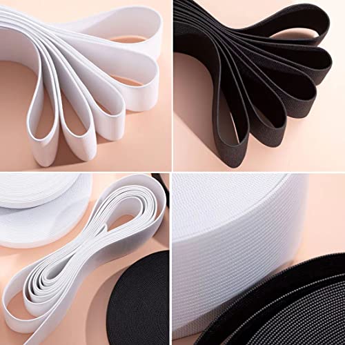 XKDOUS Elastic Band for Sewing, 0.75 Inch 16 Yards 2 Roll Knit Elastic Bands for Sewing Waistband and Pants Waist, High Elasticity(8 Yard White, 8 Yard Black)