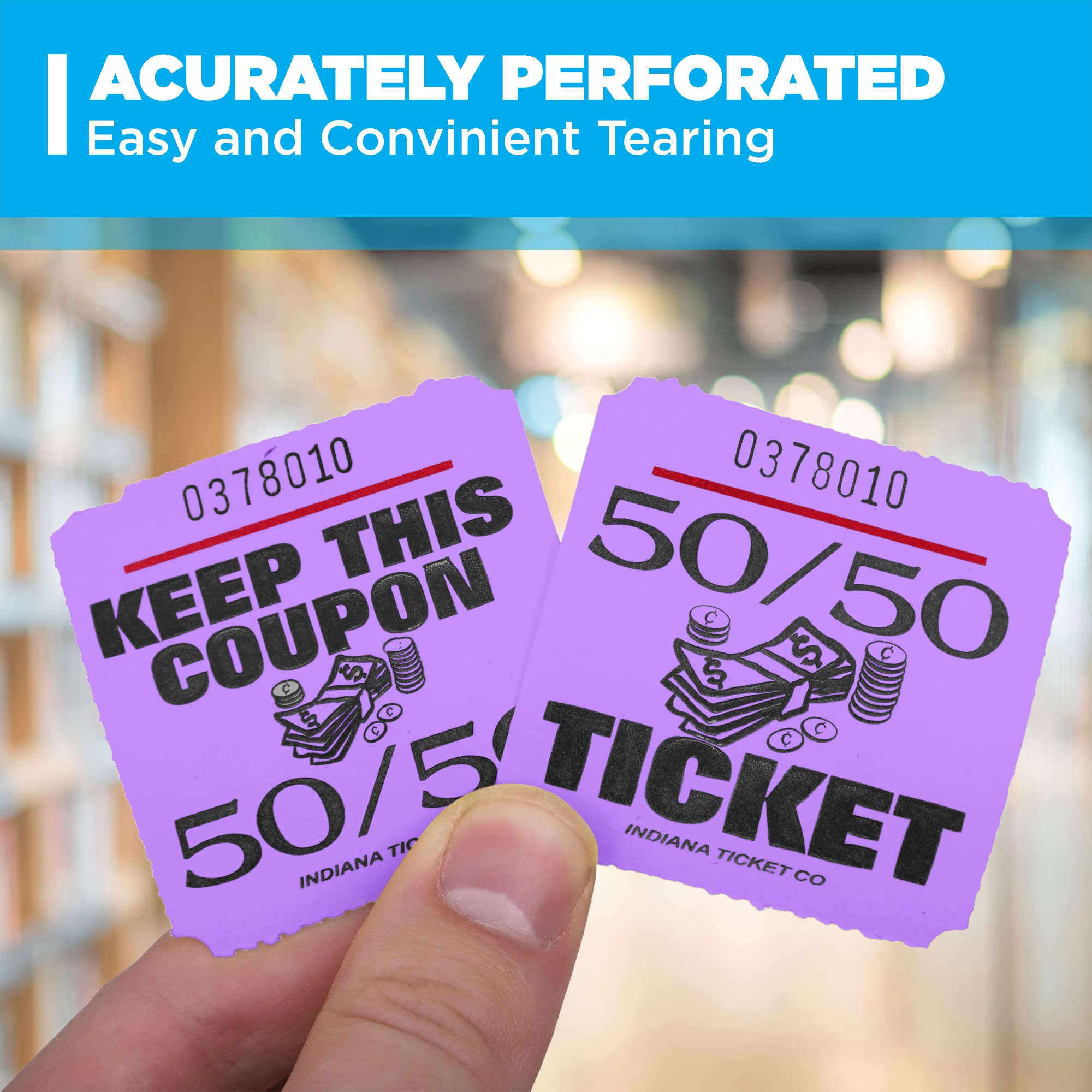 Raffle Tickets Double Roll - 50/50-1000 Ticket Count Per Roll - Easy Tear Away Stubs for Contact Info - Raffle Drum Tickets Roll for Drinks, Carnival, Chinese Auction, Events (Green)