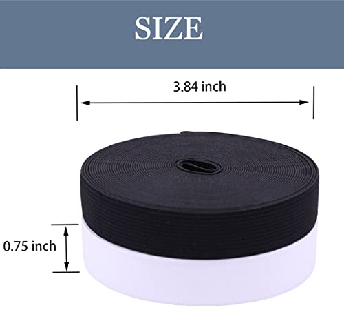 XKDOUS Elastic Band for Sewing, 0.75 Inch 16 Yards 2 Roll Knit Elastic Bands for Sewing Waistband and Pants Waist, High Elasticity(8 Yard White, 8 Yard Black)