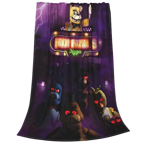 FNAF Bears Flannel Blanket Throw Plush Fleece Throw Blanket Soft Cozy Warm Lightweight for Couch,Bed and Sofa All Season