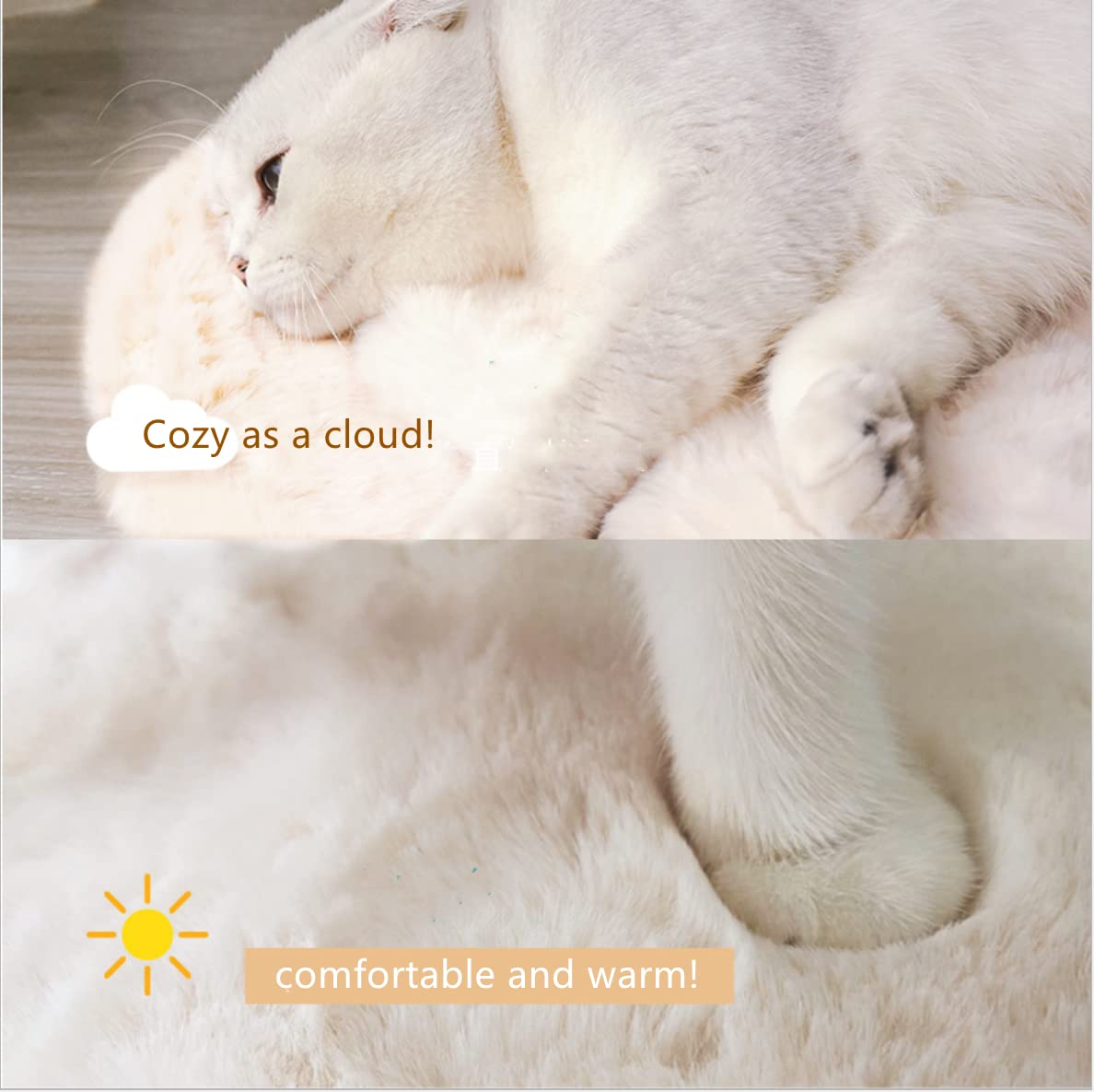 SHENGOCASE 2-Pack 10.6"x10.6" Square Faux Rabbit Fur Cat Dog Bed Cushion Pad Mat, Cat Tree Tower Replacement Cushion Pad for Window Perch Carrier House Cage Crate Kennel Furniture