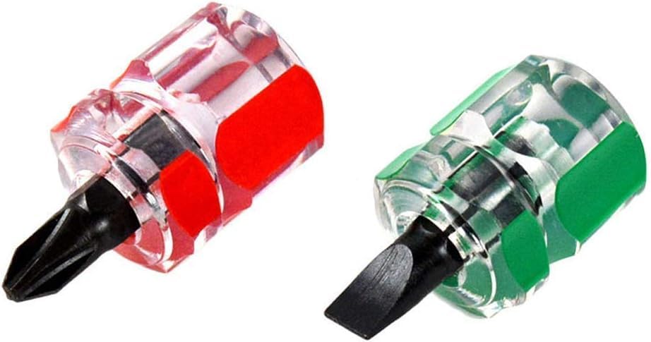 2 Pcs Red and Green Screwdriver Set Mini Stubby Slotted Screwdriver Set Adorable Quality and Practical Deft Design Screwdrivers and Nut Drivers