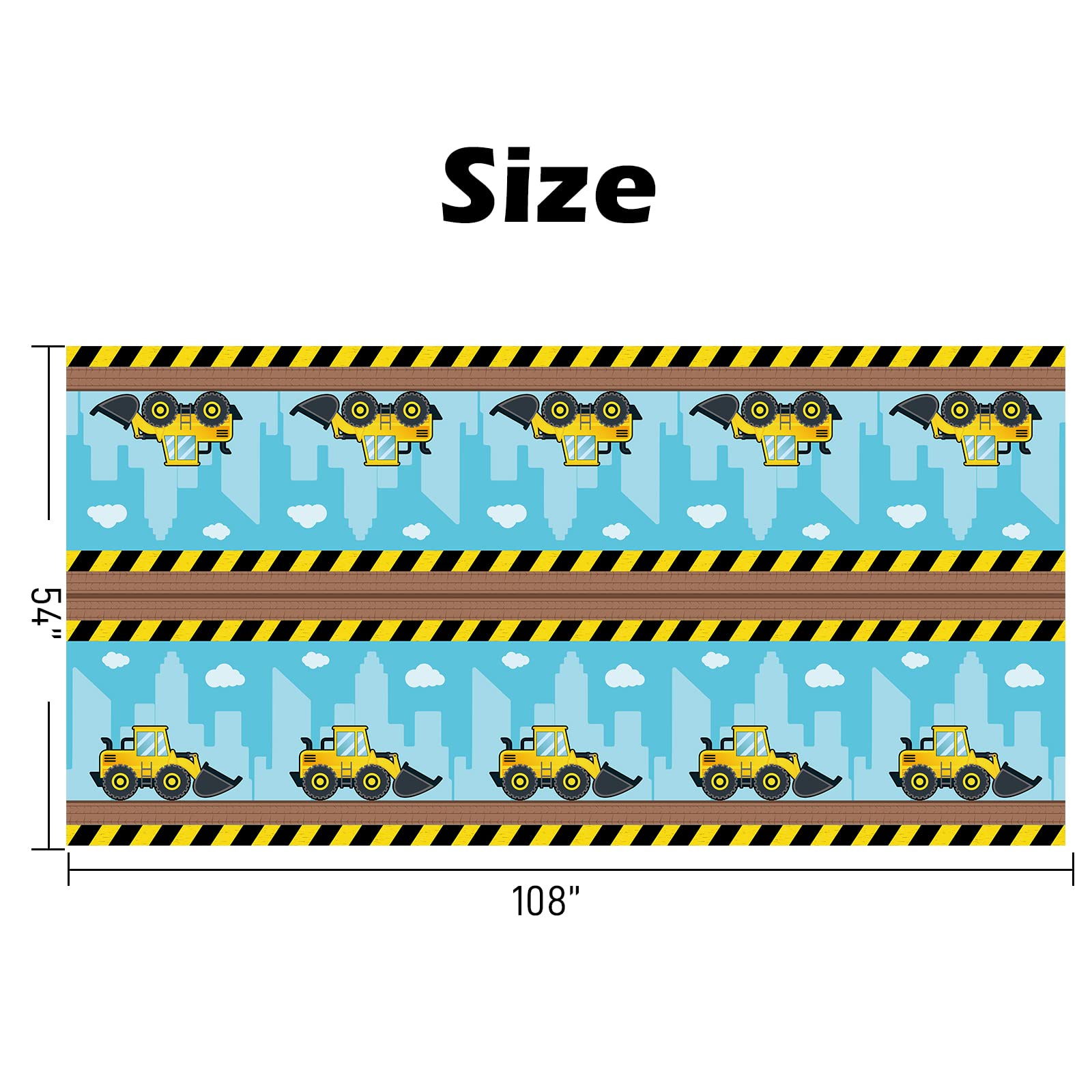 WERNNSAI Dump Truck Table Covers - 2 PCS 108''x 54'' Construction Table Cloth Disposable Plastic Tablecloth Truck Party Supplies for Kids Boys Birthday Construction Party Decorations