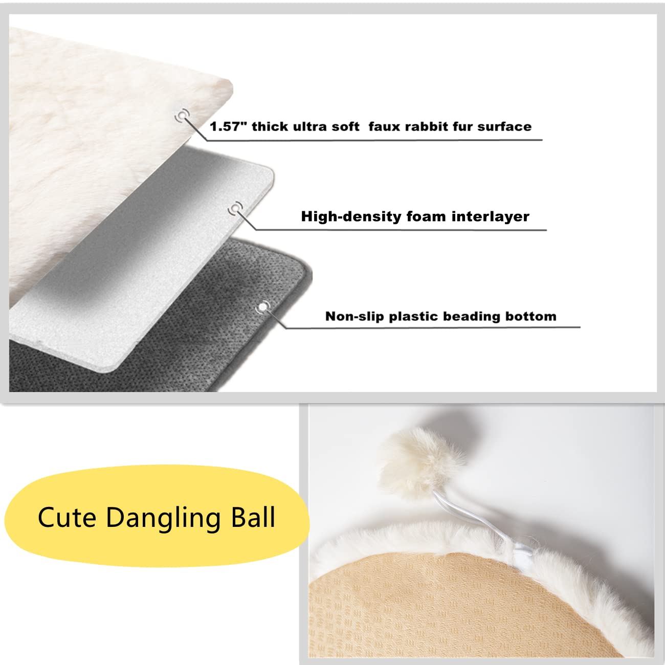 SHENGOCASE 2-Pack 10.6"x10.6" Square Faux Rabbit Fur Cat Dog Bed Cushion Pad Mat, Cat Tree Tower Replacement Cushion Pad for Window Perch Carrier House Cage Crate Kennel Furniture