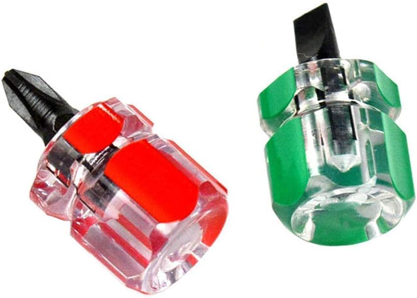 2 Pcs Red and Green Screwdriver Set Mini Stubby Slotted Screwdriver Set Adorable Quality and Practical Deft Design Screwdrivers and Nut Drivers